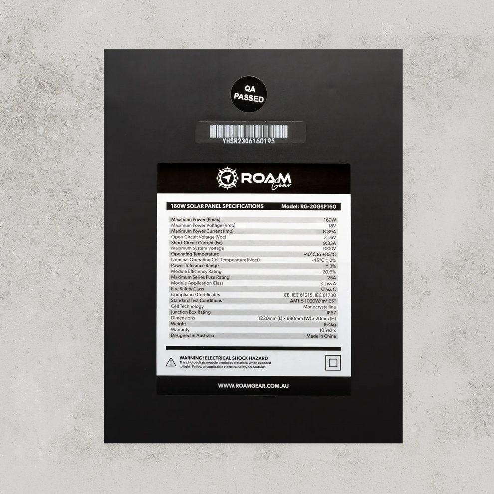 160W 12V Slimline Black Glass Solar Panel (20mm Frame) – Bushwakka ...